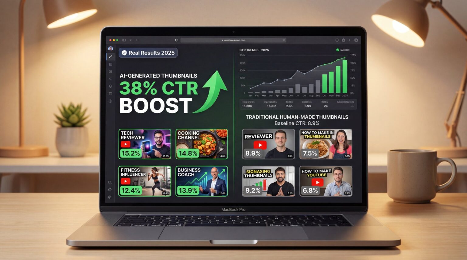 AI Thumbnail Generator Results: 38% CTR Boost